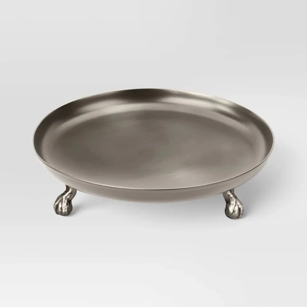 Threshold 12.375" Metal Footed Serving Stand Silver Finish – REBEL