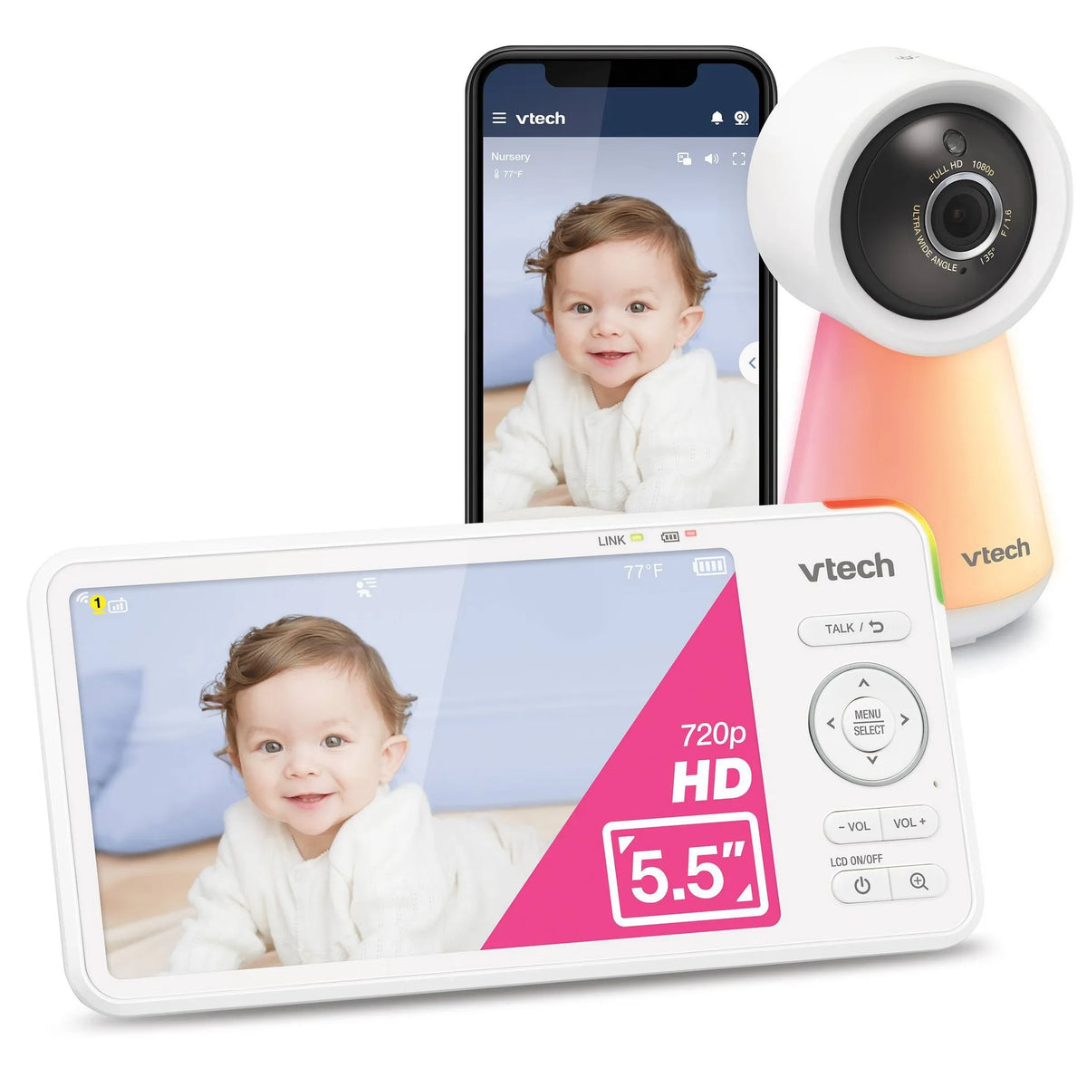 VTech 5.5” HD Smart Fixed Position Video Baby Monitor – REBEL