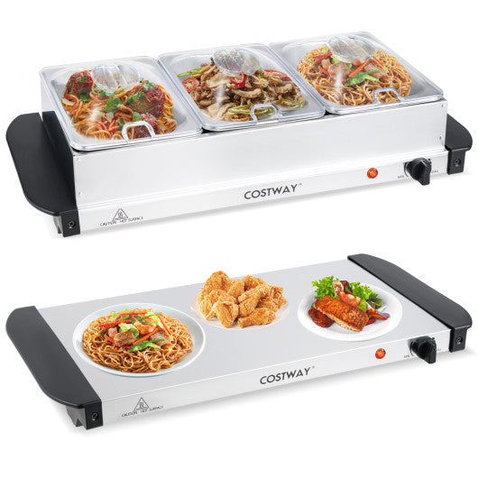 COSTWAY Electric Buffet Server Food Warmer With 3 Removable Trays – REBEL