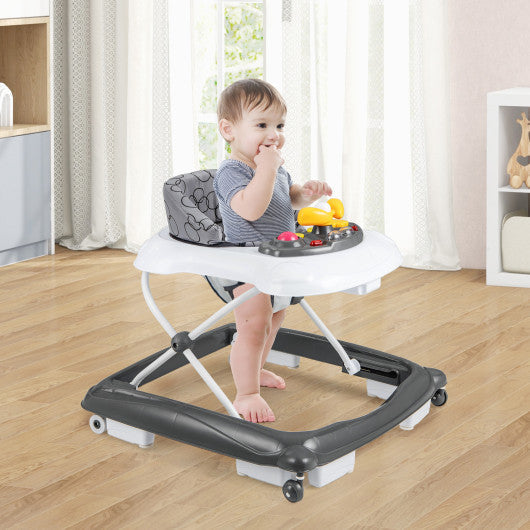 COSTWAY Foldable Baby Walker With 3 Adjustable Heights and Padded Seat ...