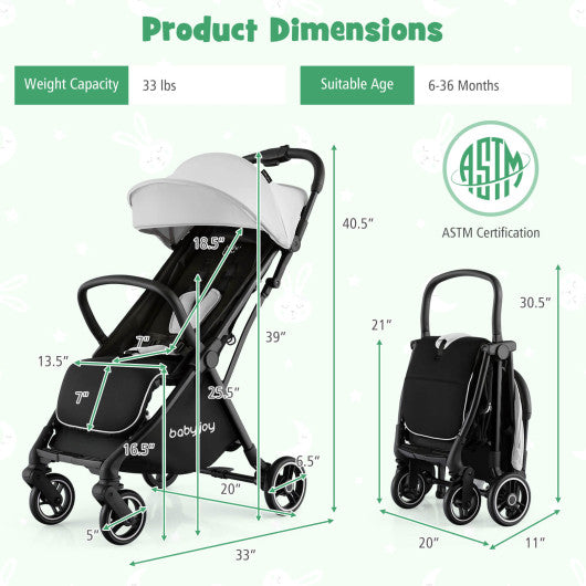 One-Hand Folding Portable Lightweight Baby Stroller With Aluminum Fram ...