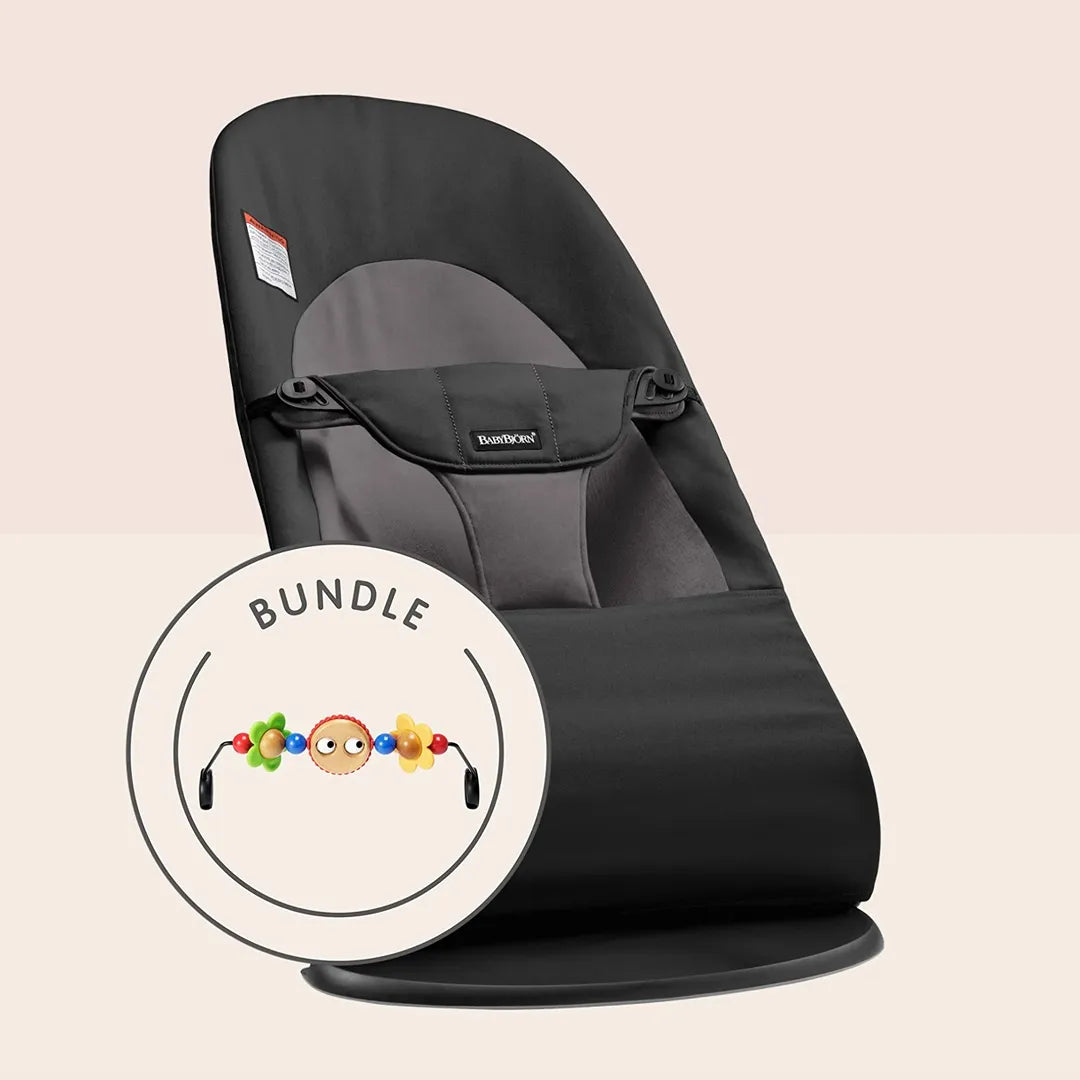 BabyBjörn Bouncer Bundle with Googly Eyes Toy - Black/Dark Gray / Woven ...