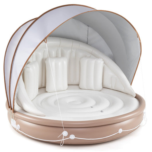 COSTWAY Inflatable Canopy Island Tanning Pool Lounger Float With ...