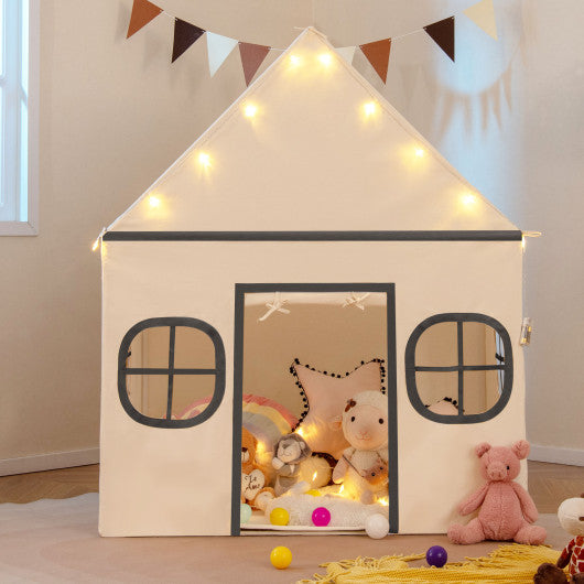 COSTWAY Kids Play Tent Large Playhouse With Door Curtain and Windows ...