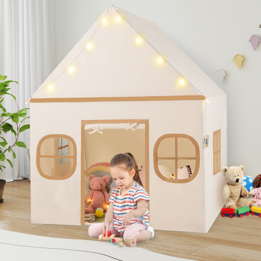 COSTWAY Kids Play Tent Large Playhouse With Door Curtain and Windows ...