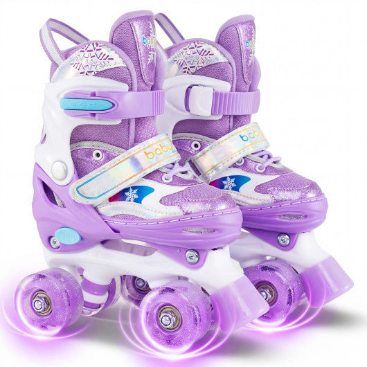 COSTWAY Kids Roller Skates 4 Sizes Adjustable With Light-Up Wheels for ...