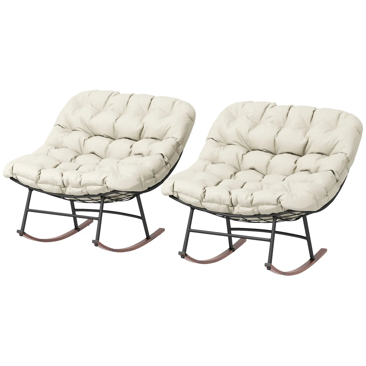 Outsunny Outdoor Rocking Chair Patio Set of 2 - Beige – REBEL