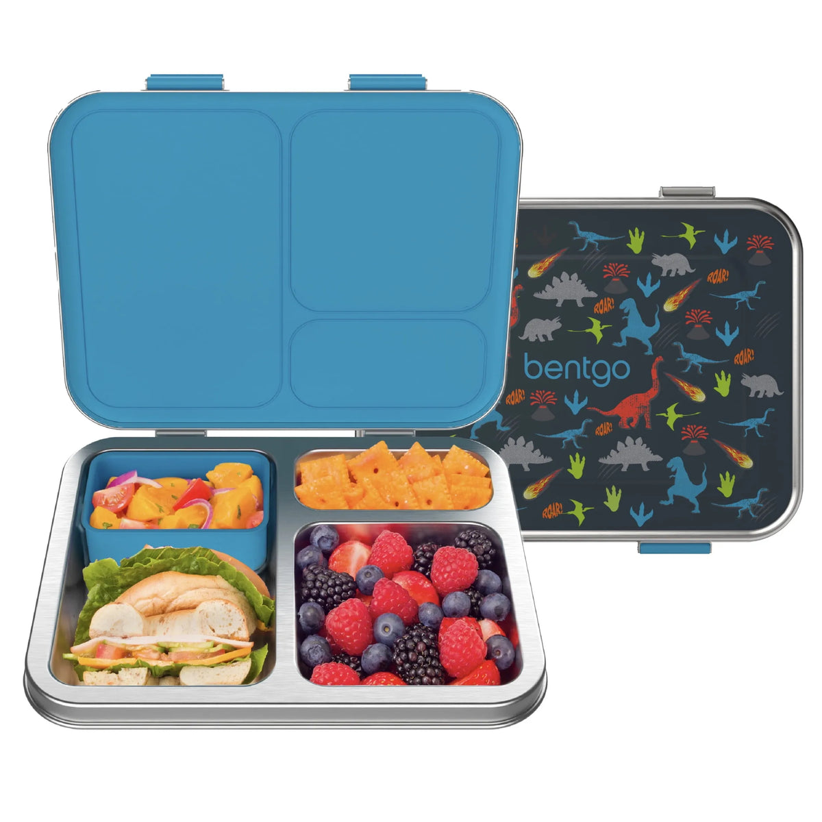 Bentgo Glass Leak-Resistant Stainless Steel Kids Lunch Box - Dinosaur ...