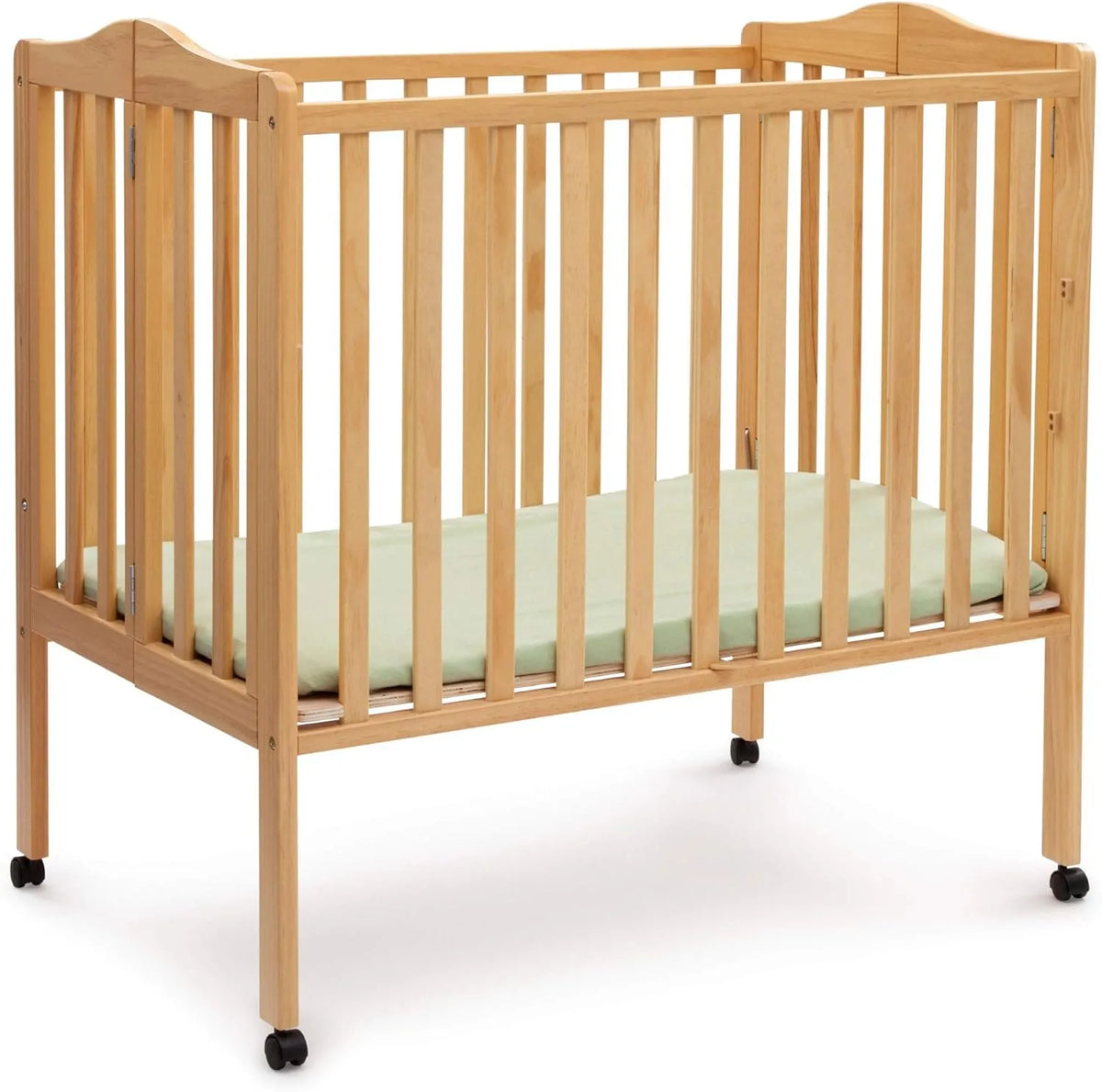 Folding Portable Mini Baby Crib with 1.5-inch Mattress - Natural Crib ...