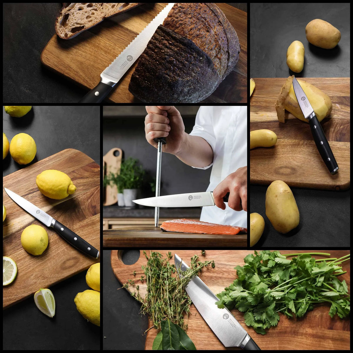 MASTERCHEF 15pc High Carbon Stainless Steel Knife Set and Sharpener – REBEL