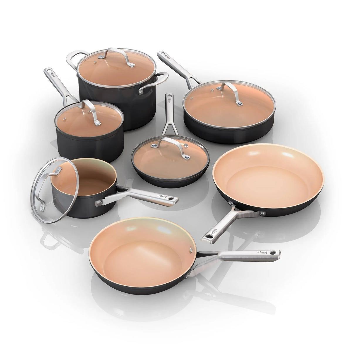 12pc Extended Life Essential Ceramic Cookware Set: Hard Anodized Alumi ...