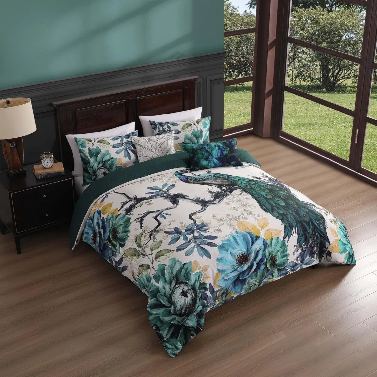 Bebejan Peacock Jardin 5 Piece Reversible Comforter Set - Queen – REBEL