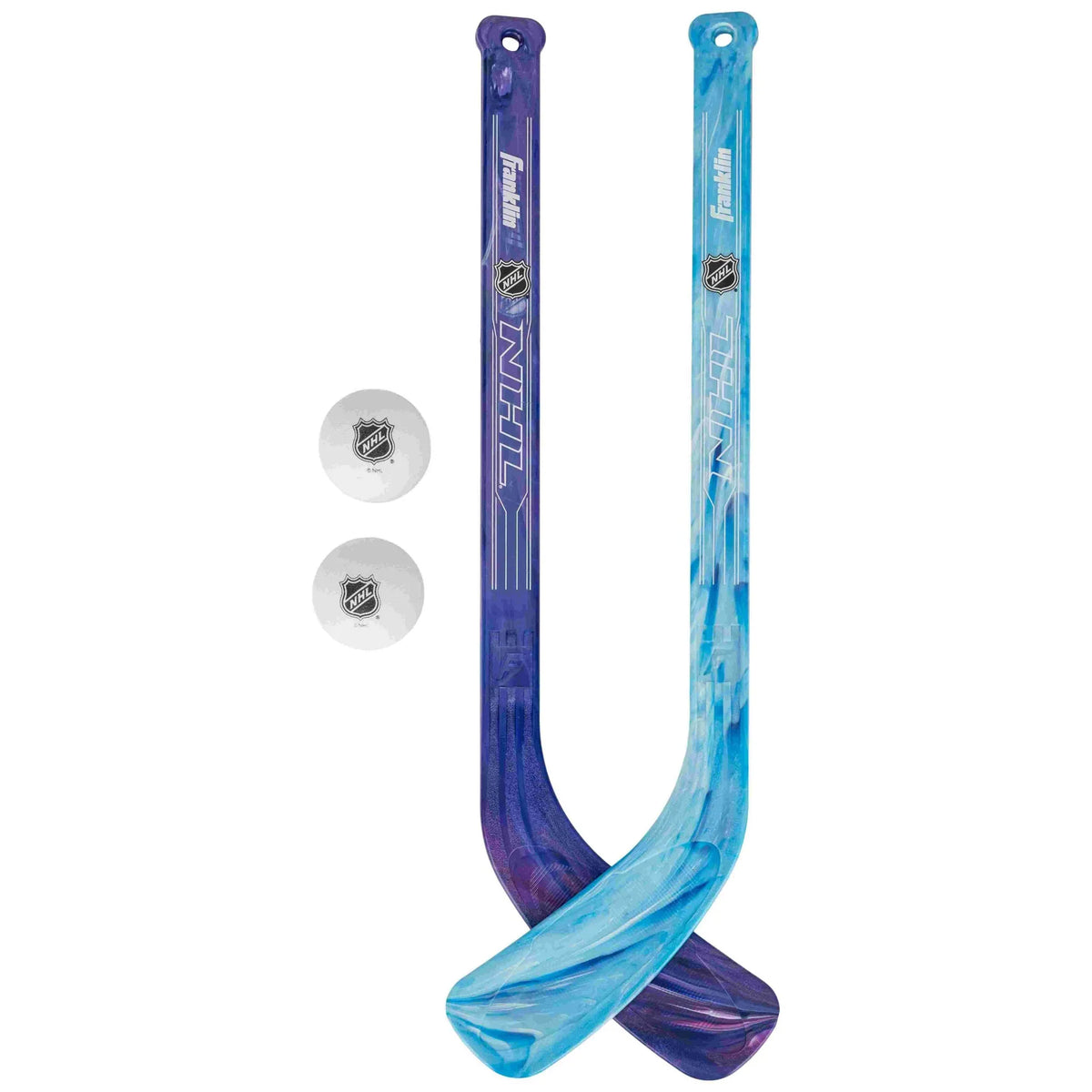 NHL Mini Hockey Goal Stick & Ball Toy Set - Light Blue Swirl/Dark Blue ...