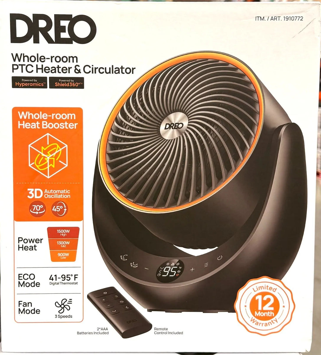 Dreo Portable 1500W Ceramic Space Heater - Black – REBEL