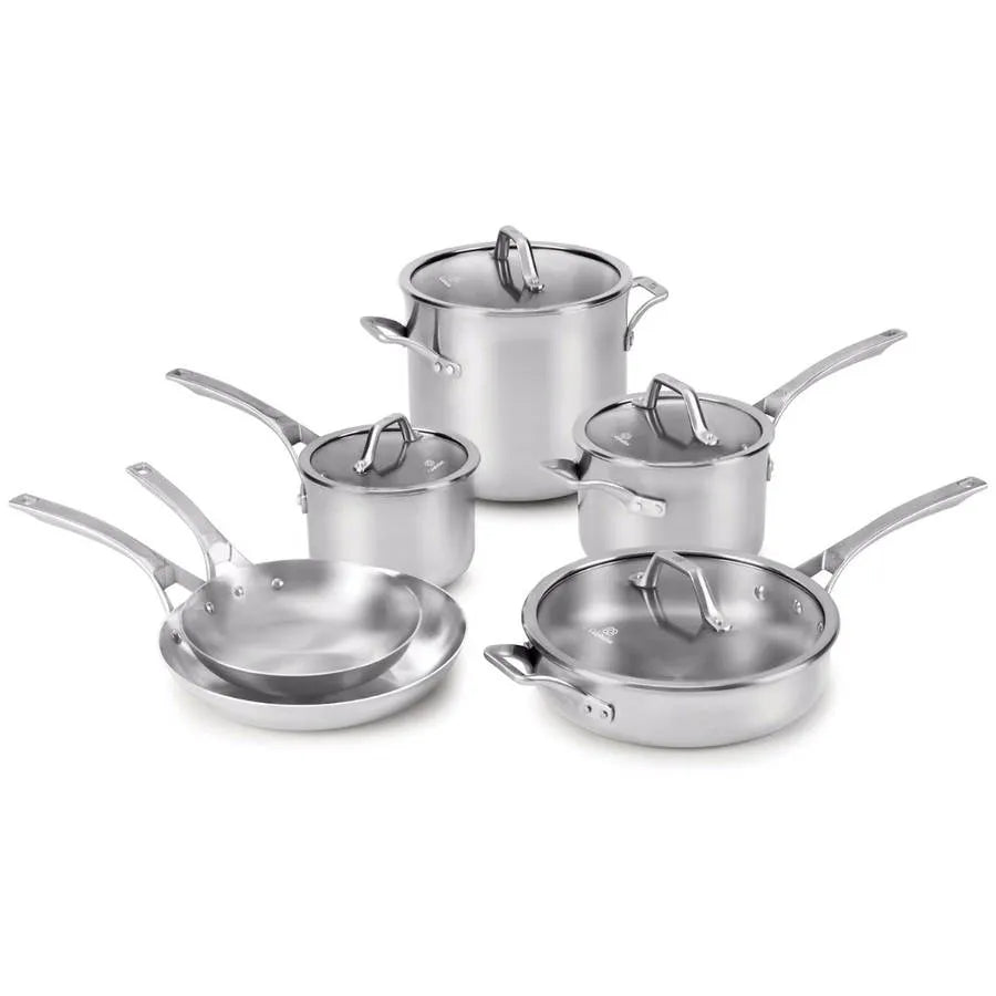 Signature 10-Piece Stainless Steel Cookware Set in Brushed Stainless S ...
