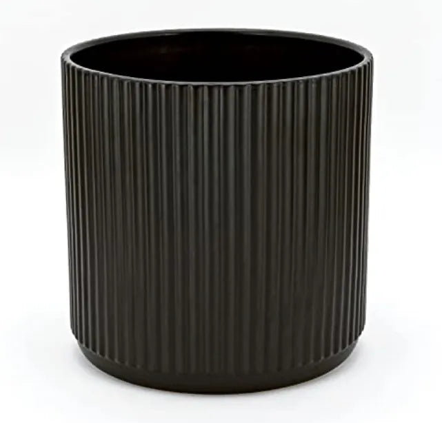 Amazon Basics Fluted Ceramic Round Planter - 10 Inch - Black – REBEL
