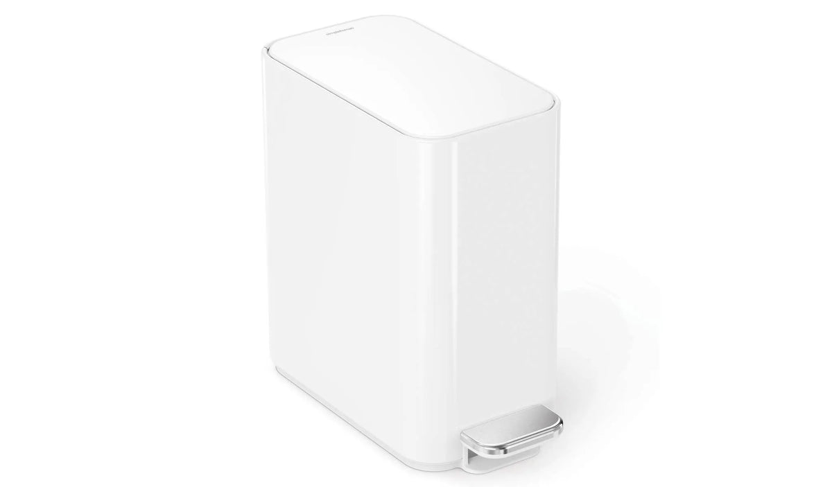 SimpleHuman 5L Slim Bathroom Step Trash Can - White – REBEL