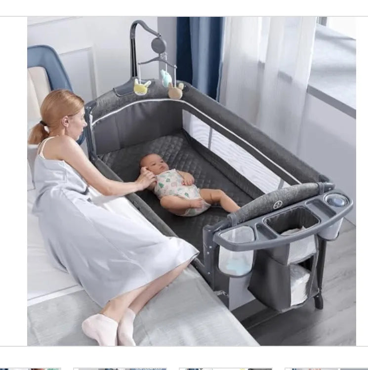 BabyBond Baby Bassinet Bedside Crib, Pack and Play with Sheet, Diaper ...
