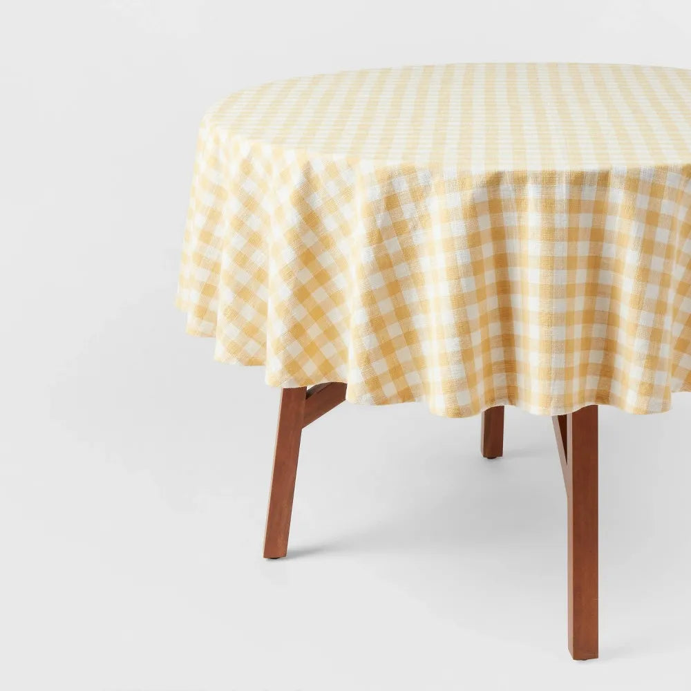 70" Cotton Gingham Round Tablecloth Yellow - Threshold – REBEL