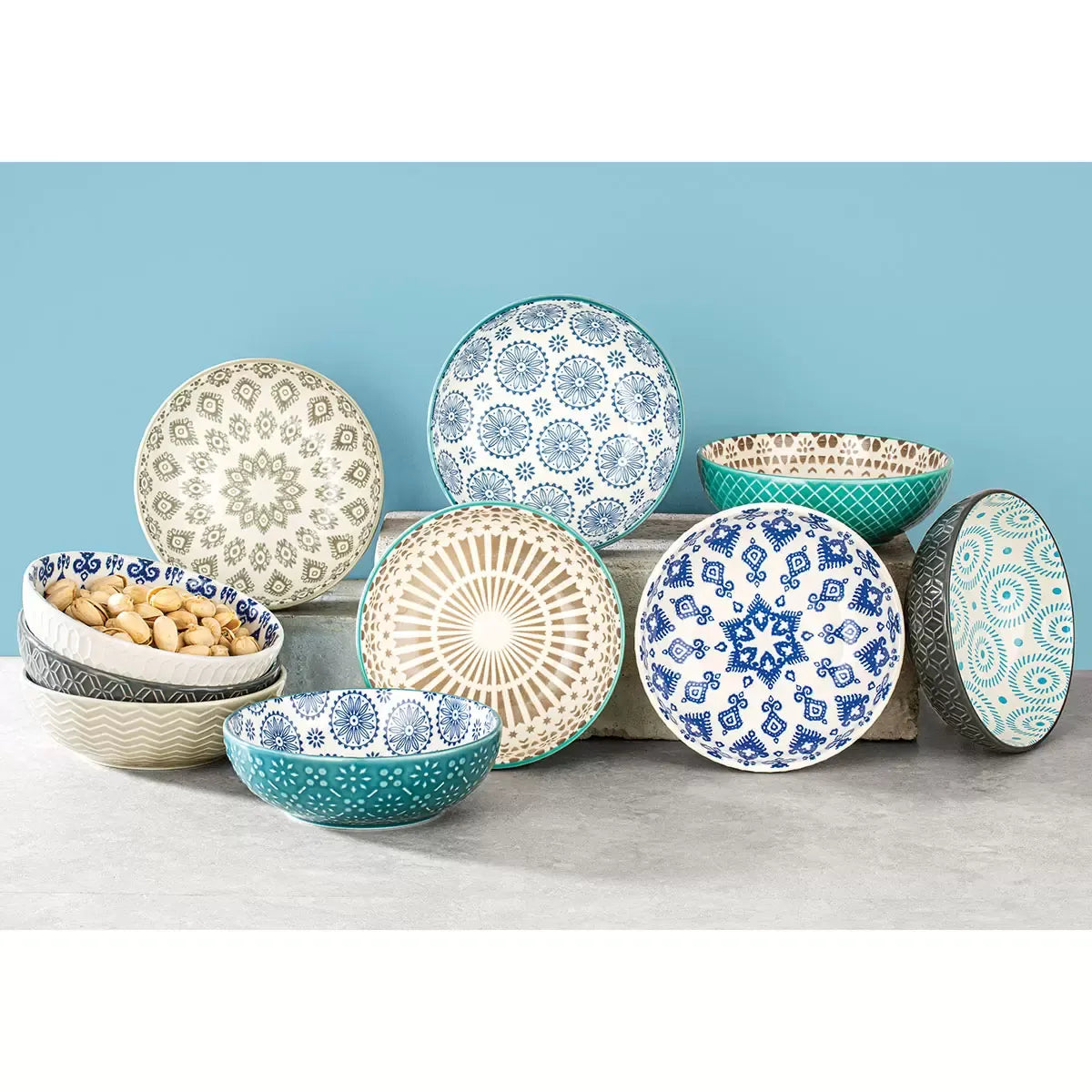 Signature Housewares Durable Tableware Bowls, Stoneware, 14.5 Oz, (Set ...