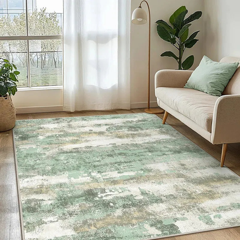 17 Stories Modern Abstract Indoor Area Rug - Green - 5' x 7' – REBEL