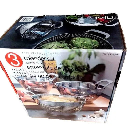 MIU French 18/8 Stainless Steel 3-Piece Nesting Colander Set – REBEL