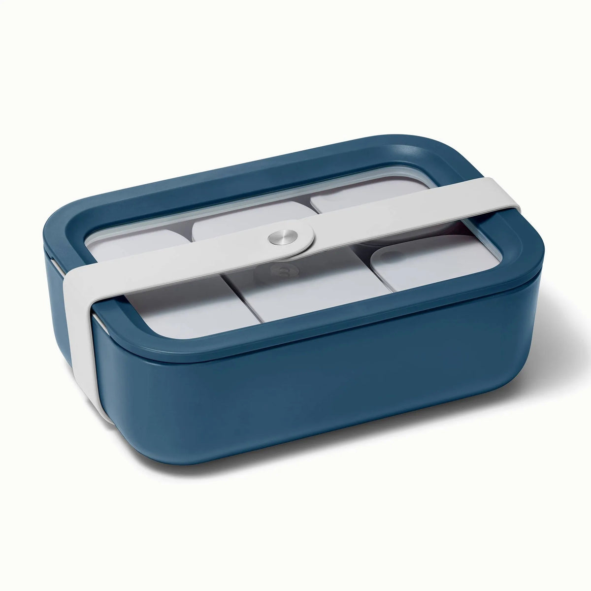 Caraway Home Medium Ceramic Coated Glass Food Storage Container - Navy ...