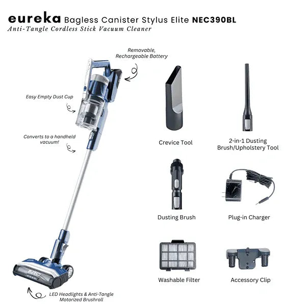 Stylus Elite Cordless Stick Vacuum with Self-Emptying Station NEC390BL ...