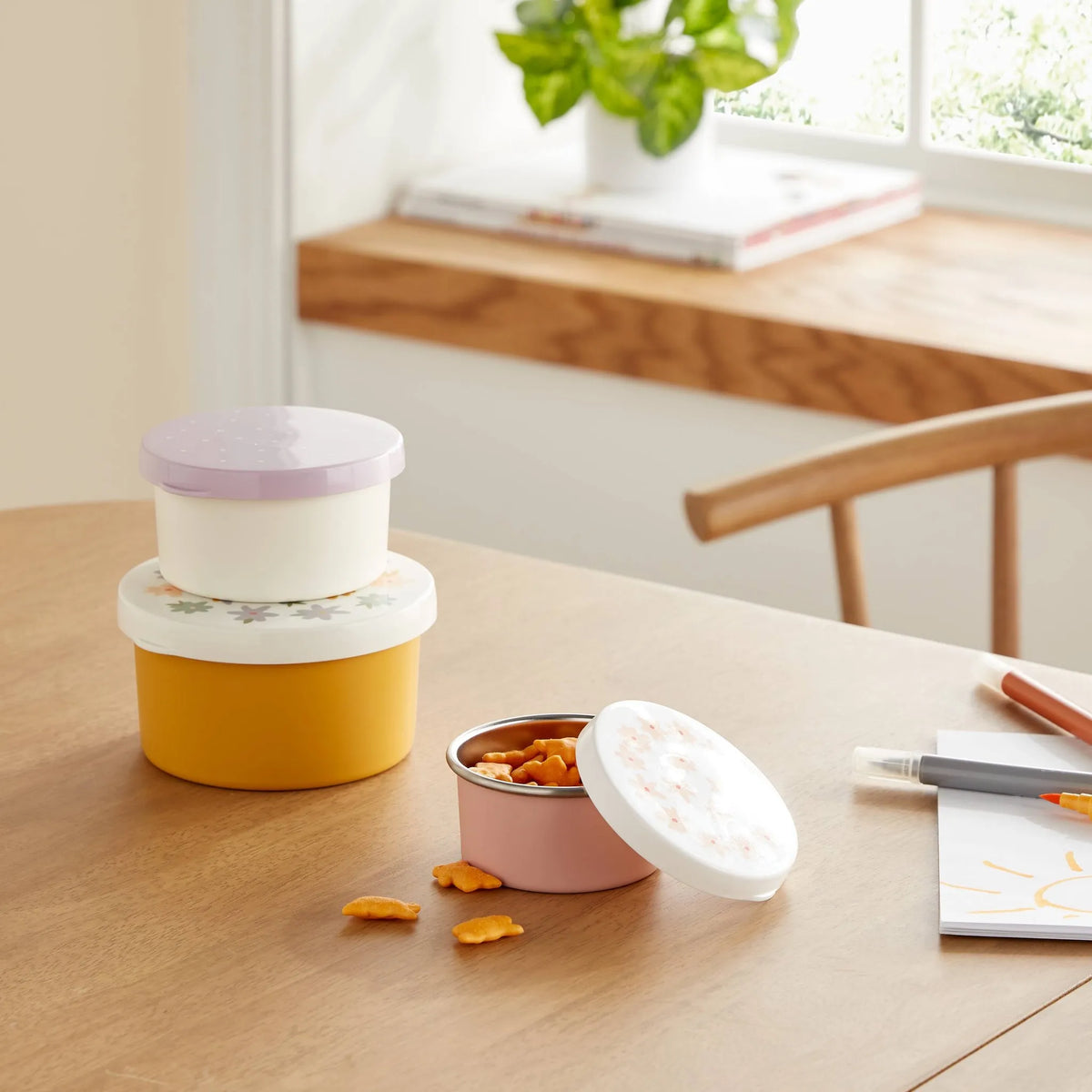 Kids' 3pk Flowers Single Wall Stainless Steel Round Snack boxes Pink ...