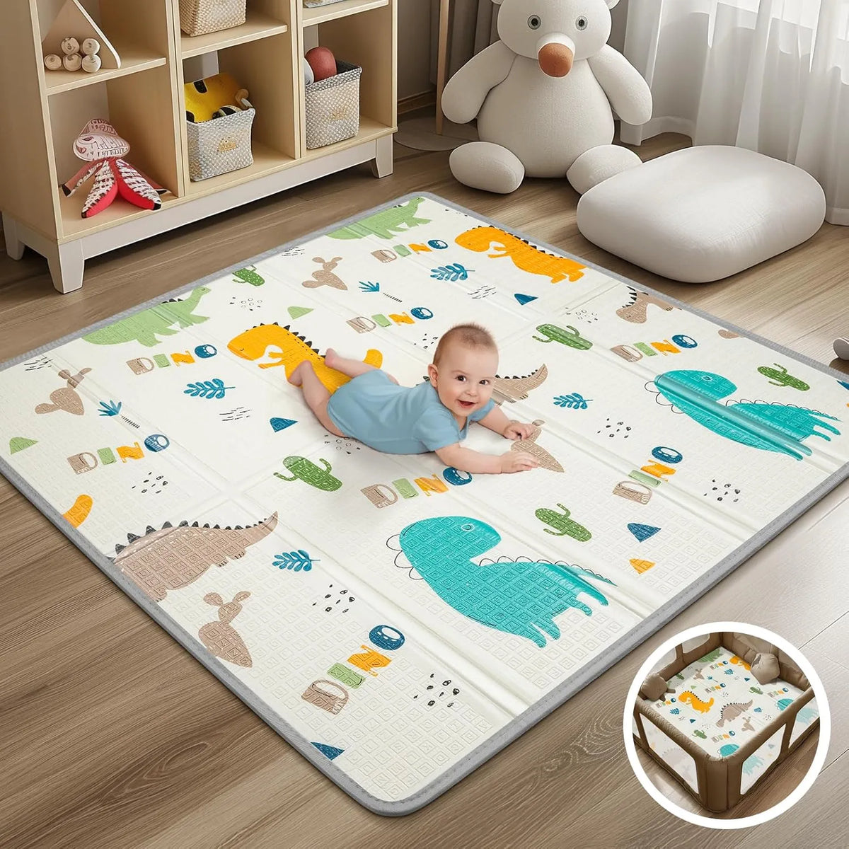 Foldable Baby Play Mat - Dinosaur 50X50 inch – REBEL