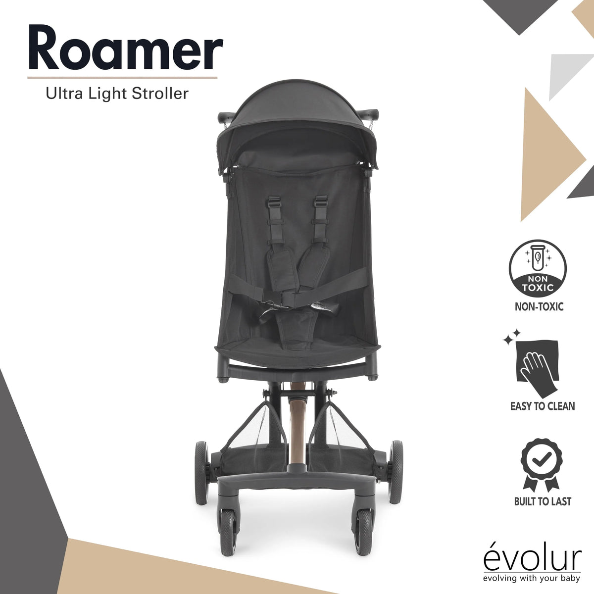 Roamer Ultra Light Stroller - Gold/Black – REBEL