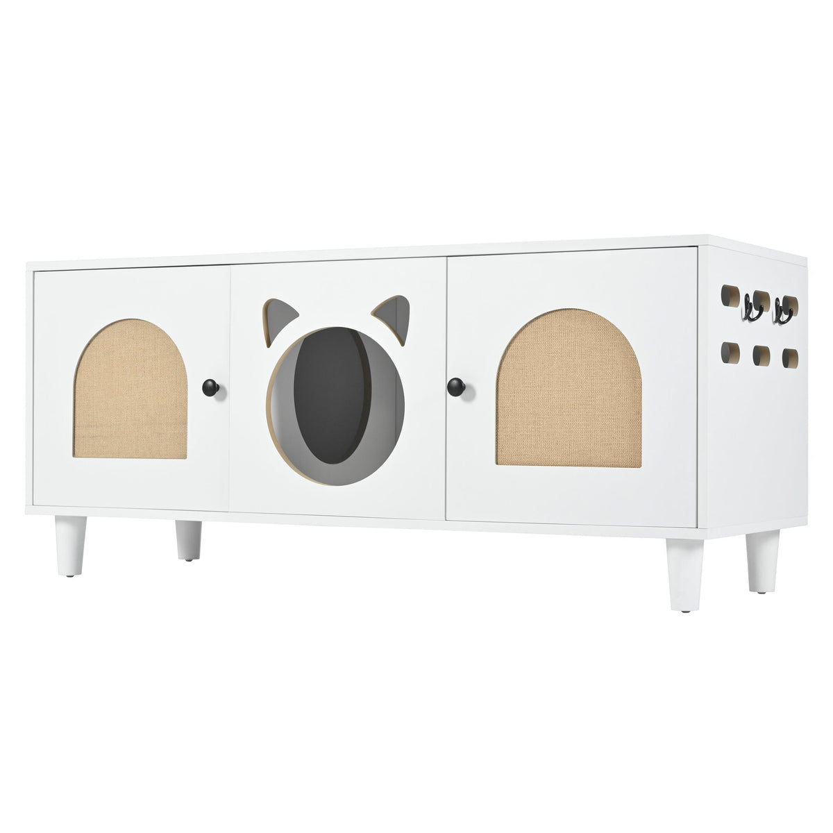 Furniture Style Cat Cabinet Cat Litter Box With Sisal Scratching Door ...