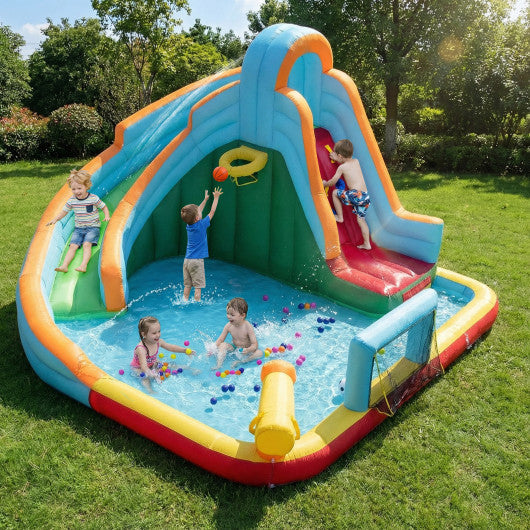 COSTWAY 6-in-1 Inflatable Water Slide Park With 750W Blower for Yard ...