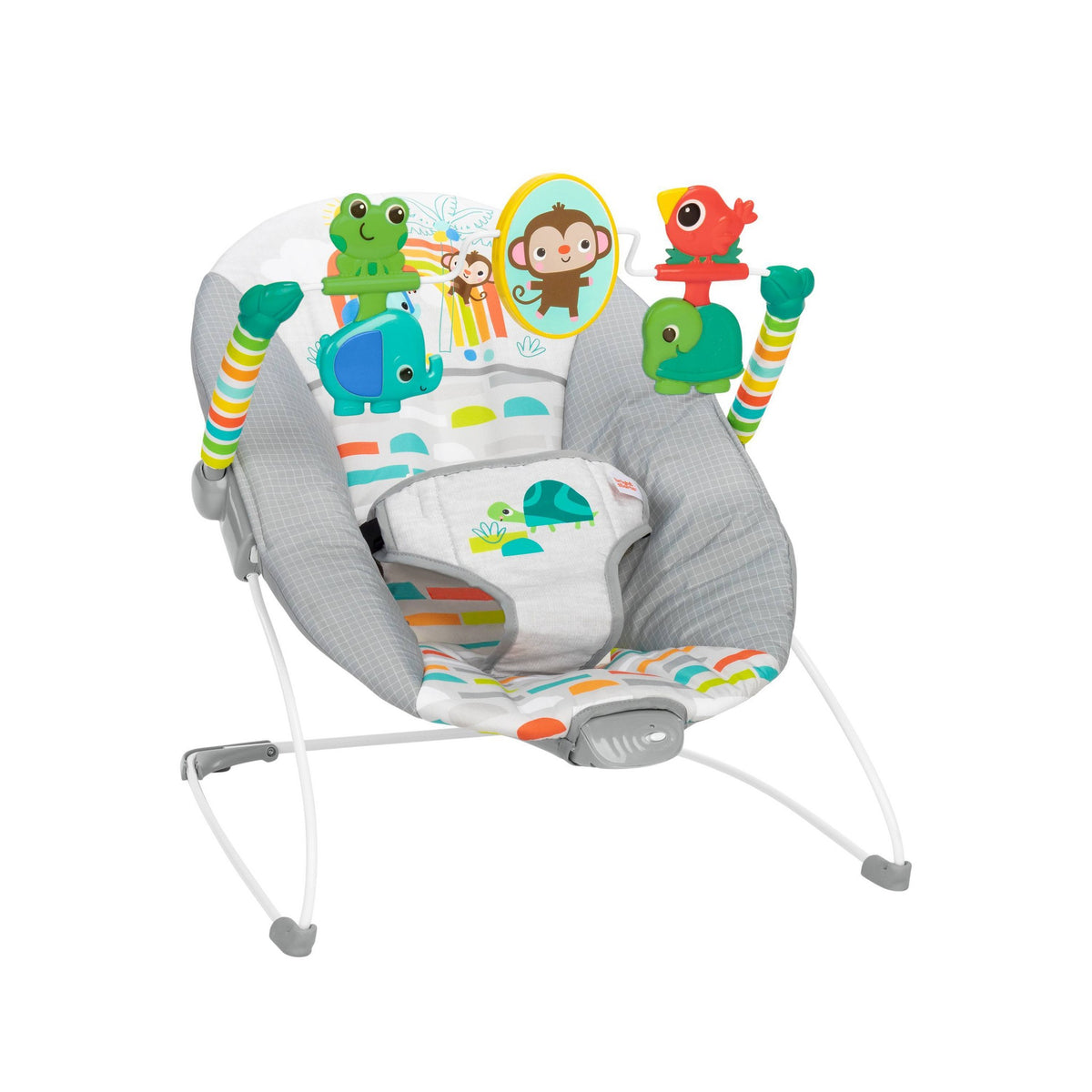 Playful Paradise Vibrating Baby Bouncer with Toys – REBEL