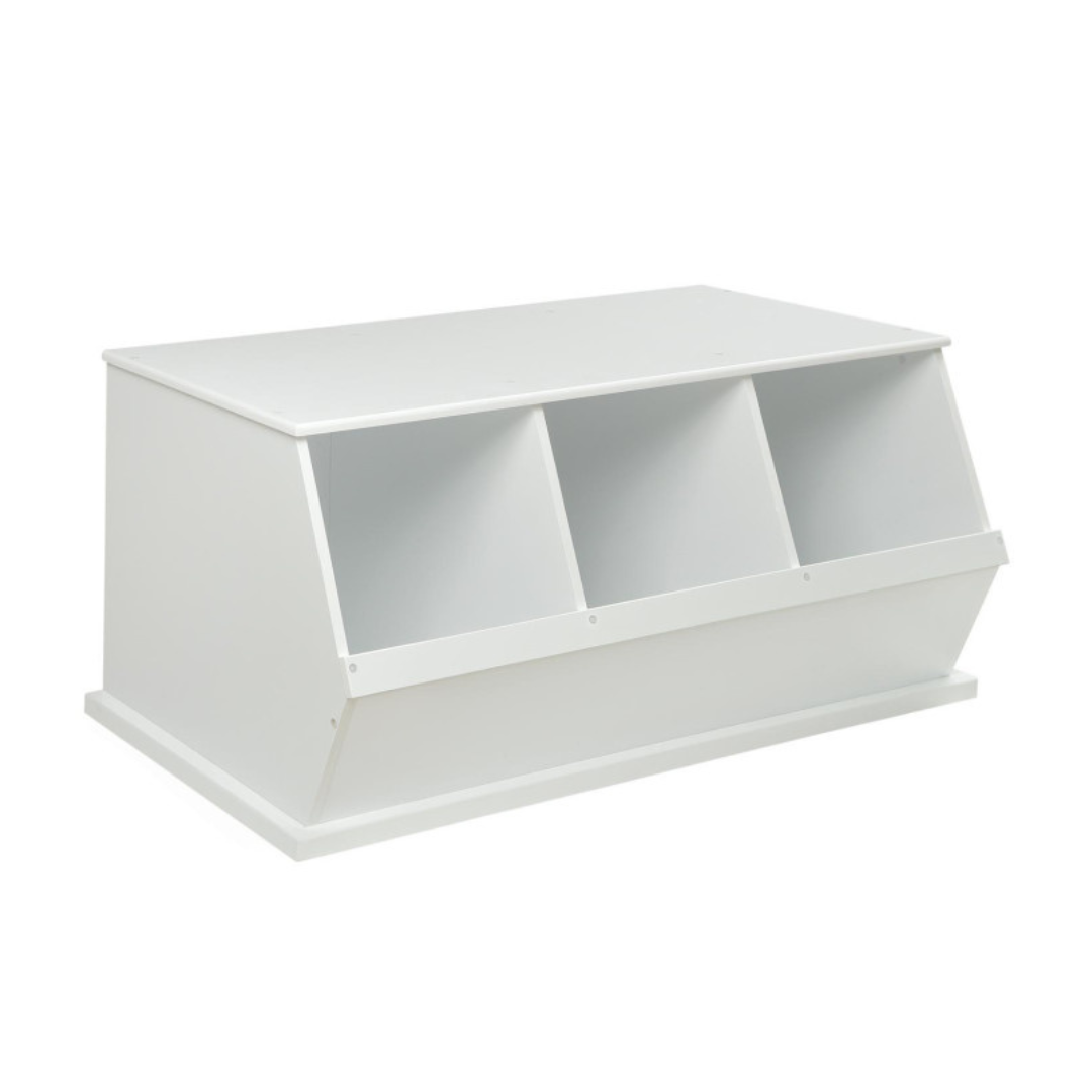 Three Bin Stackable Storage Cubby - White – REBEL