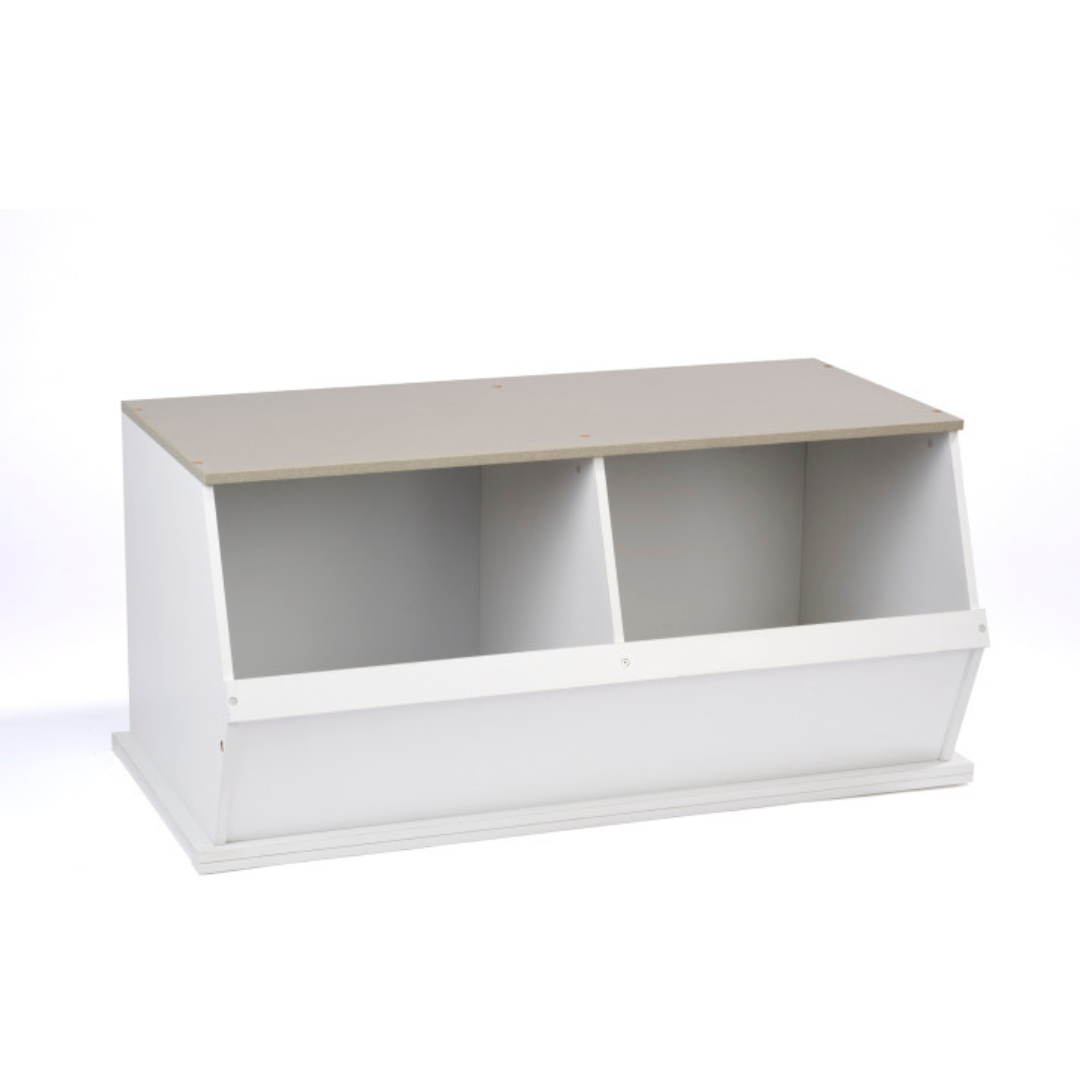 Two Bin Stackable Storage Cubby - White/Gray Woodgrain – REBEL