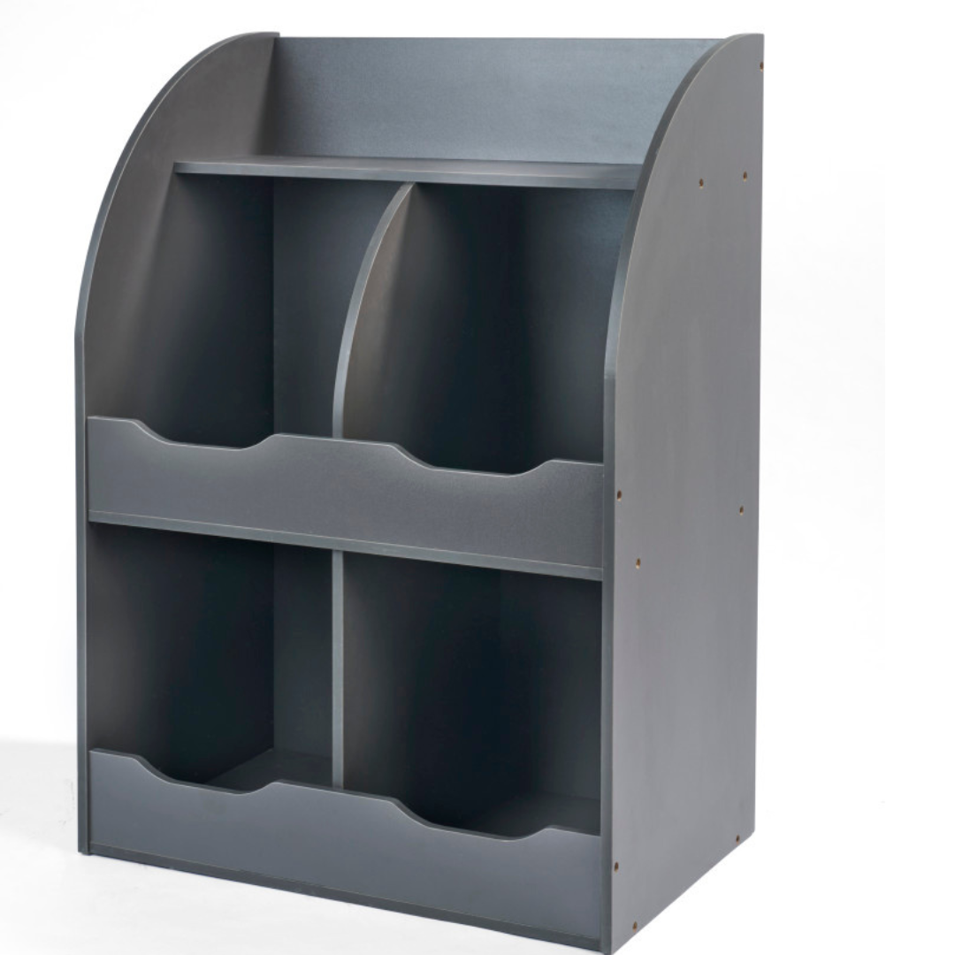 Four Bin Storage Cubby with Bookshelf - Charcoal – REBEL